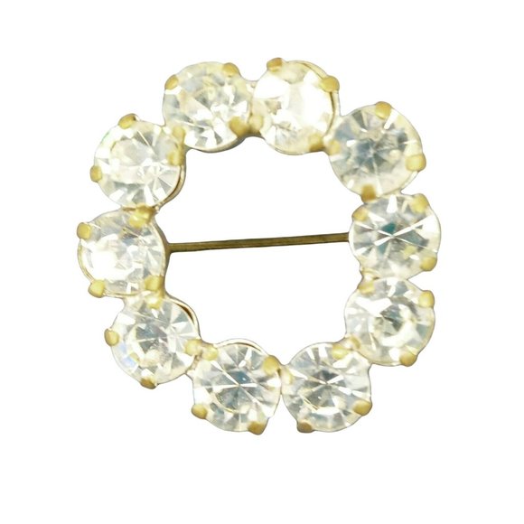 Unbranded | Jewelry | Rhinestone Brooch Round Clear Vintage Small ...